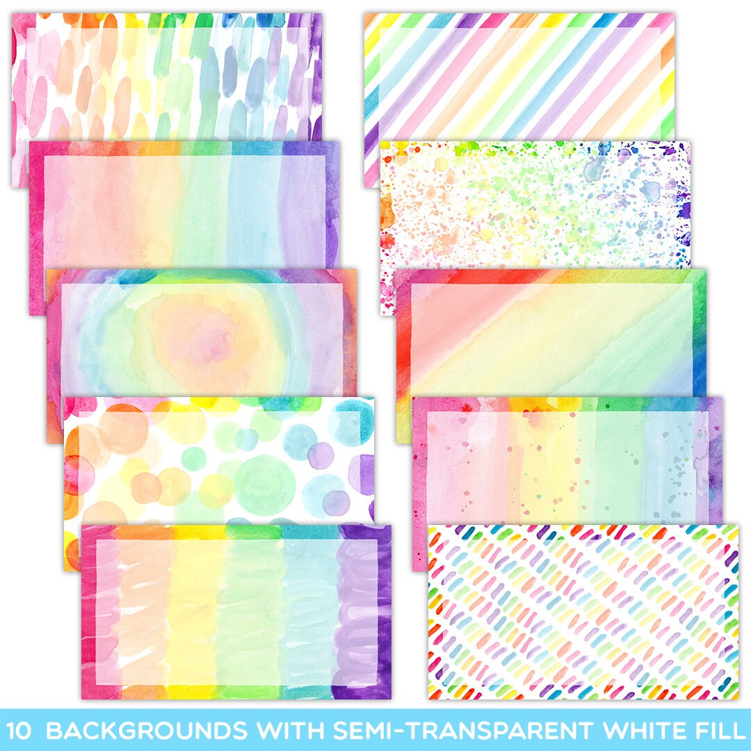 Rainbow Watercolor SLIDE BORDERS and BACKGROUNDS Google - Etsy