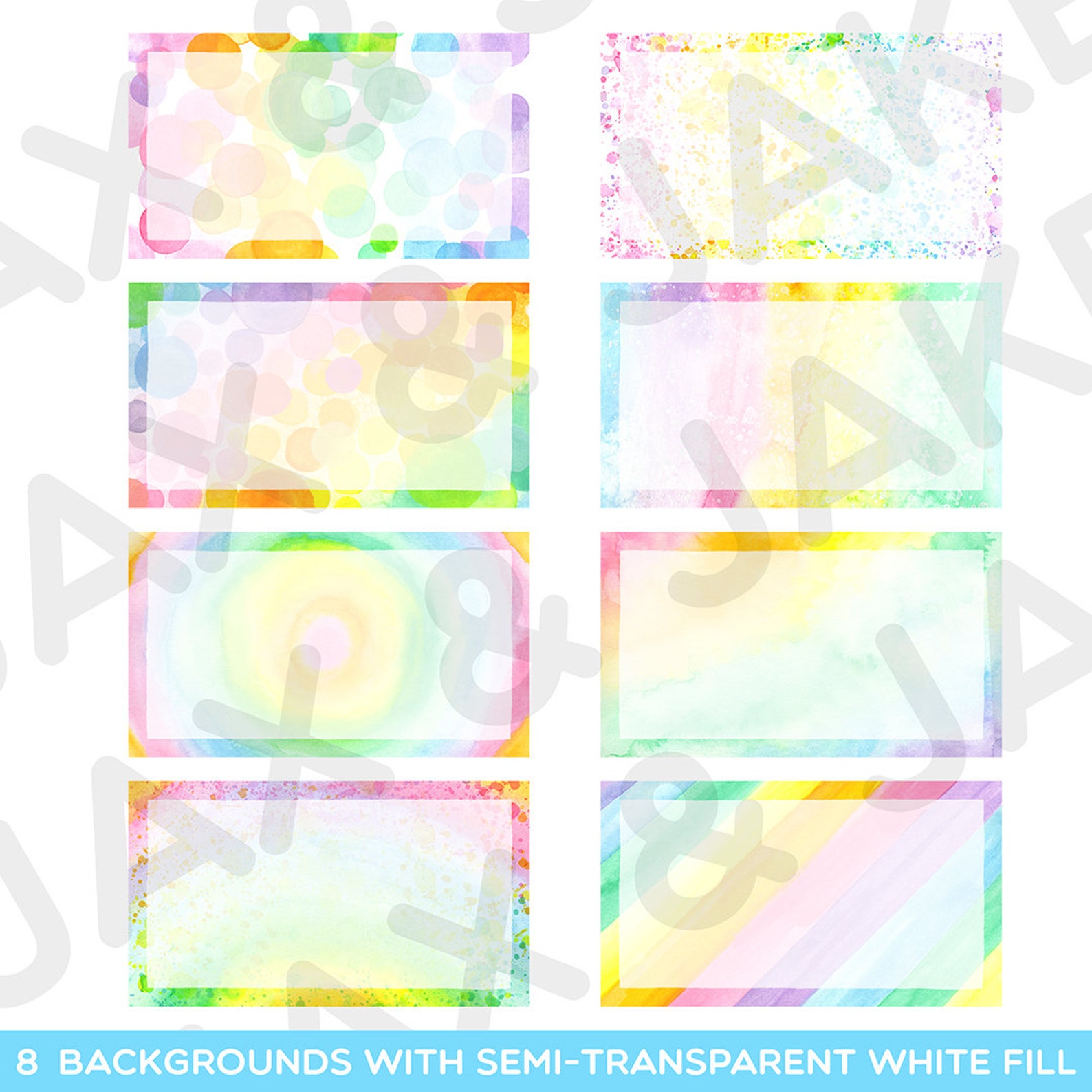 Watercolor Pastel Rainbow SLIDE Borders and Backgrounds Clipart ...