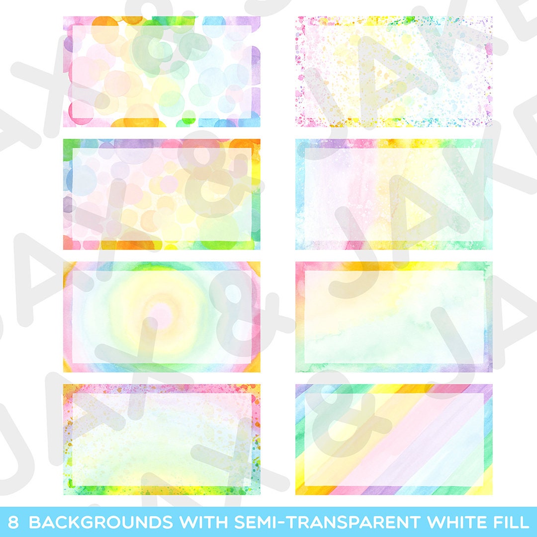 Watercolor Pastel Rainbow SLIDE Borders and Backgrounds Clipart ...