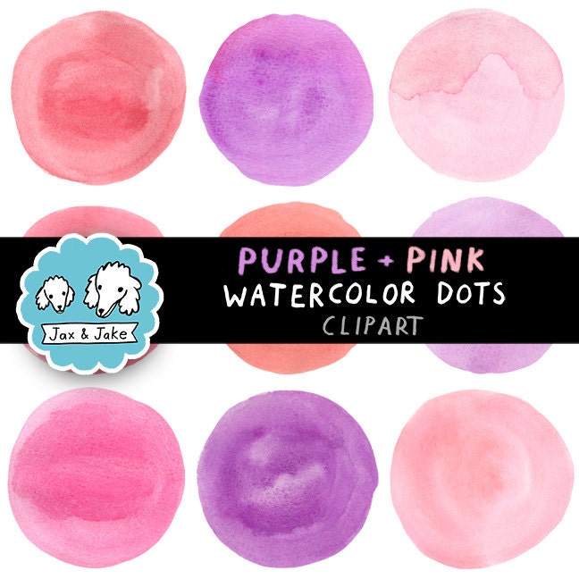 Pastel Pink and Purple Watercolor Circles Clipart/ Watercolour Shapes ...