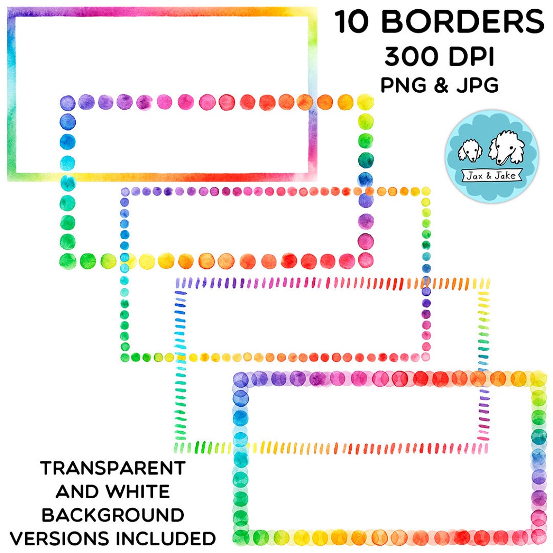 Rainbow Watercolor SLIDE Borders Clipart Elementary Teacher - Etsy