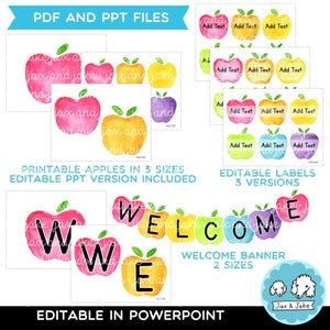 Rainbow Apple Classroom Decor, Back to School Welcome Banner, Editable ...
