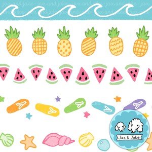 Summer Clipart Borders - Rainbow, Doodle, Watermelon, Pineapple, Sun ...