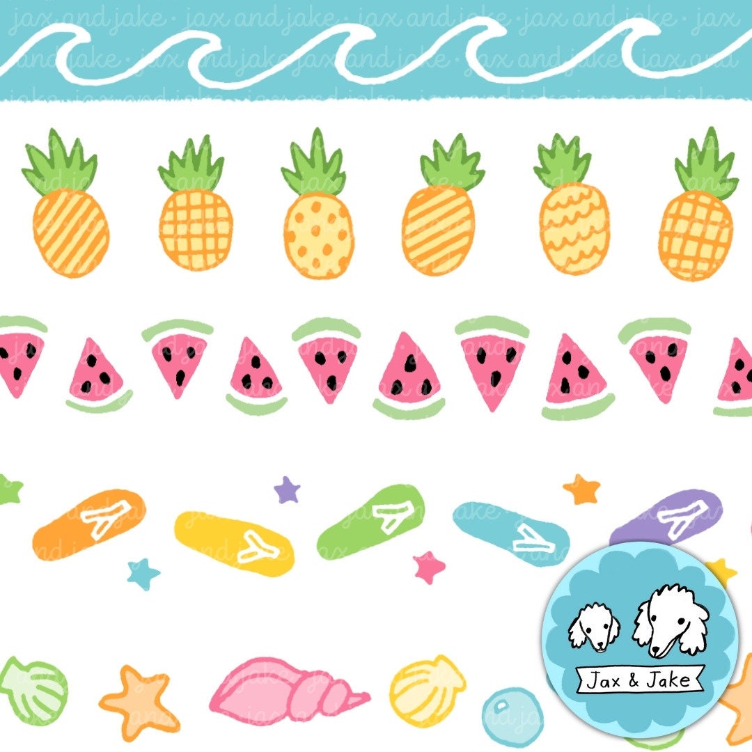 Summer Clipart Borders Rainbow Doodle Watermelon - Etsy