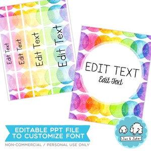 Hand Painted Rainbow Watercolor Editable Binder Covers and Spines ...