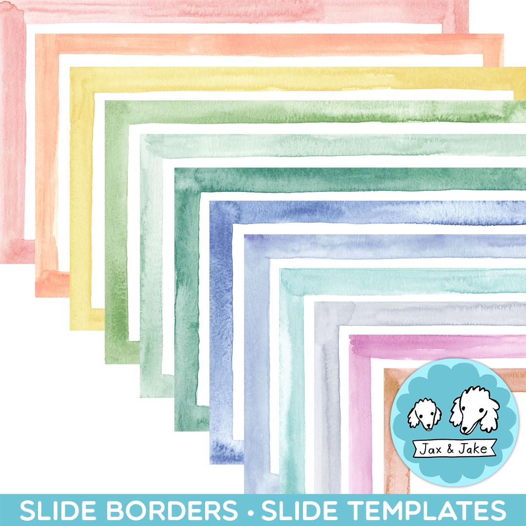 Soft Colors Watercolor SLIDE Border Clipart, Editable Boho Google ...