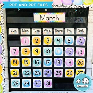 Pastel Rainbow Watercolor Classroom Calendar Cards for Pocket Chart ...