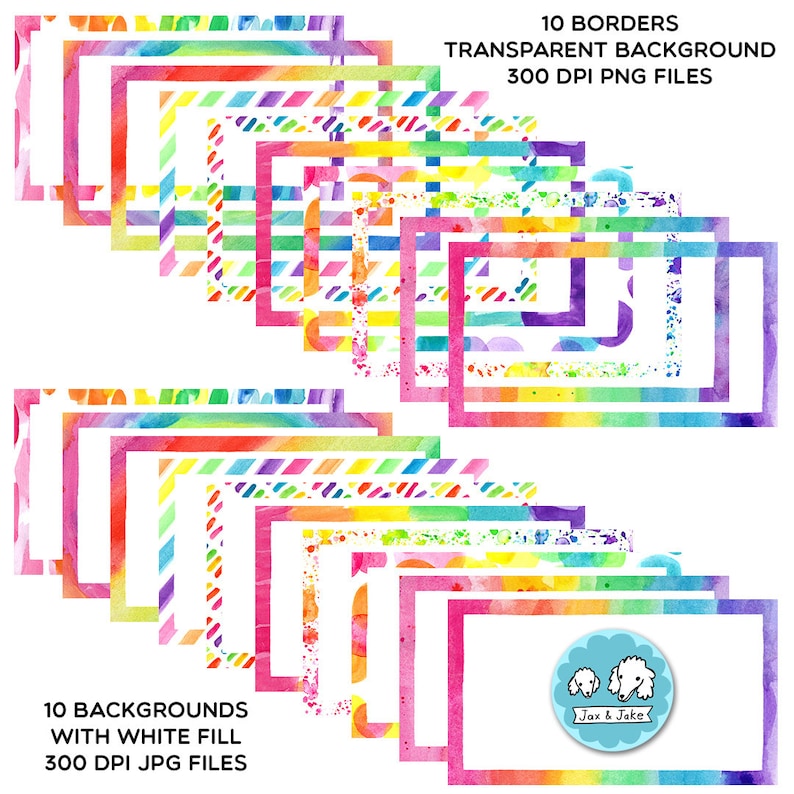 Rainbow Watercolor SLIDE BORDERS and BACKGROUNDS, Google Slides ...