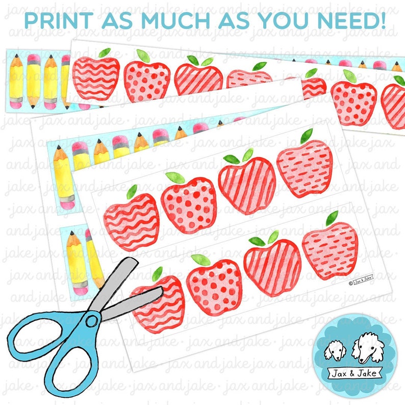 Watercolor School Bulletin Board Borders Crayon, Apple, Bus, Back to ...