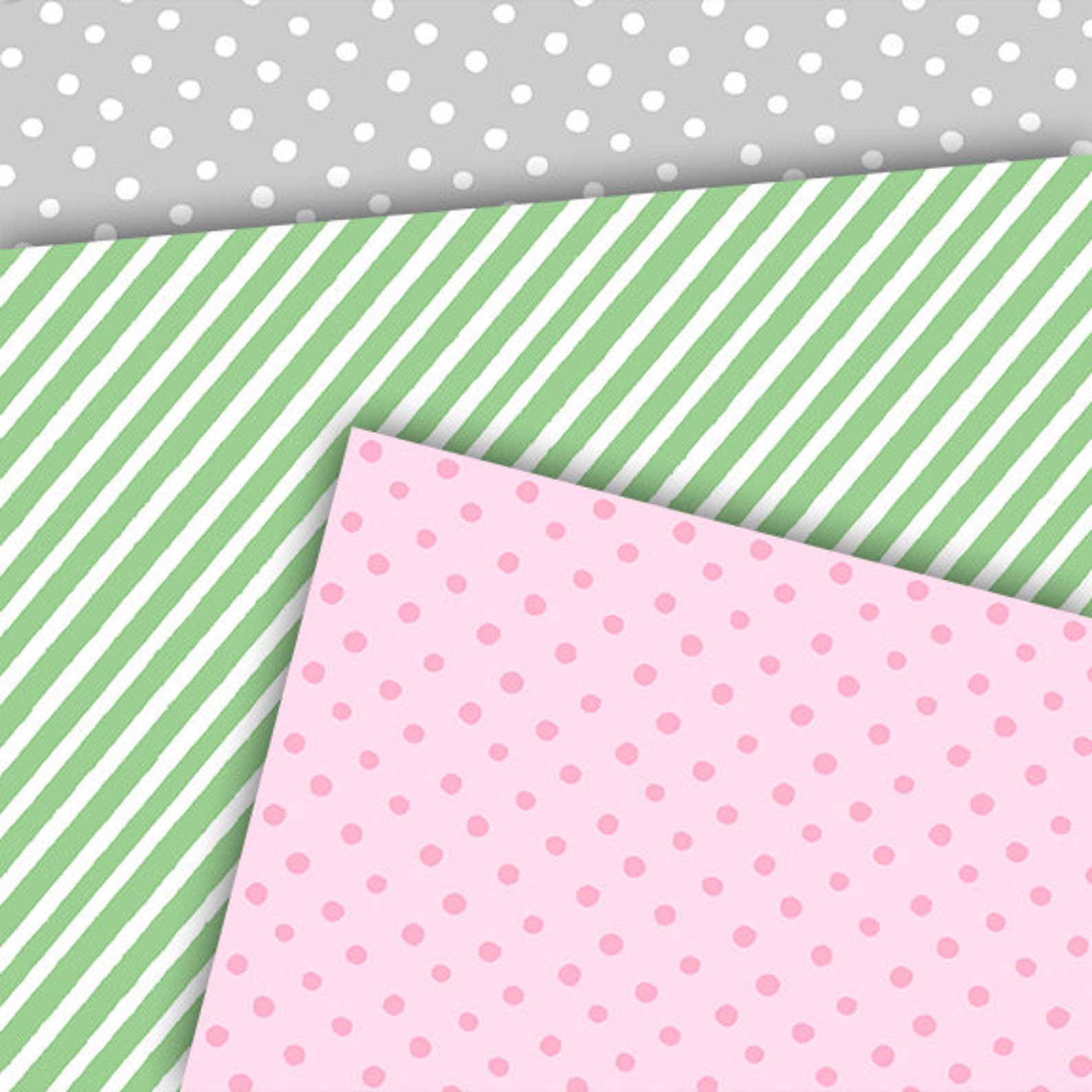 Pastel Dots and Stripes Digital Papers, Pastel Rainbow JPG, Cute ...
