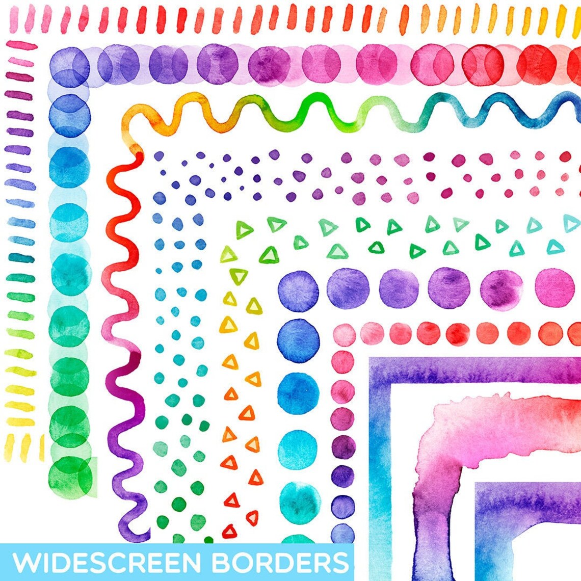 Rainbow Watercolor SLIDE Borders Clipart Elementary Teacher - Etsy