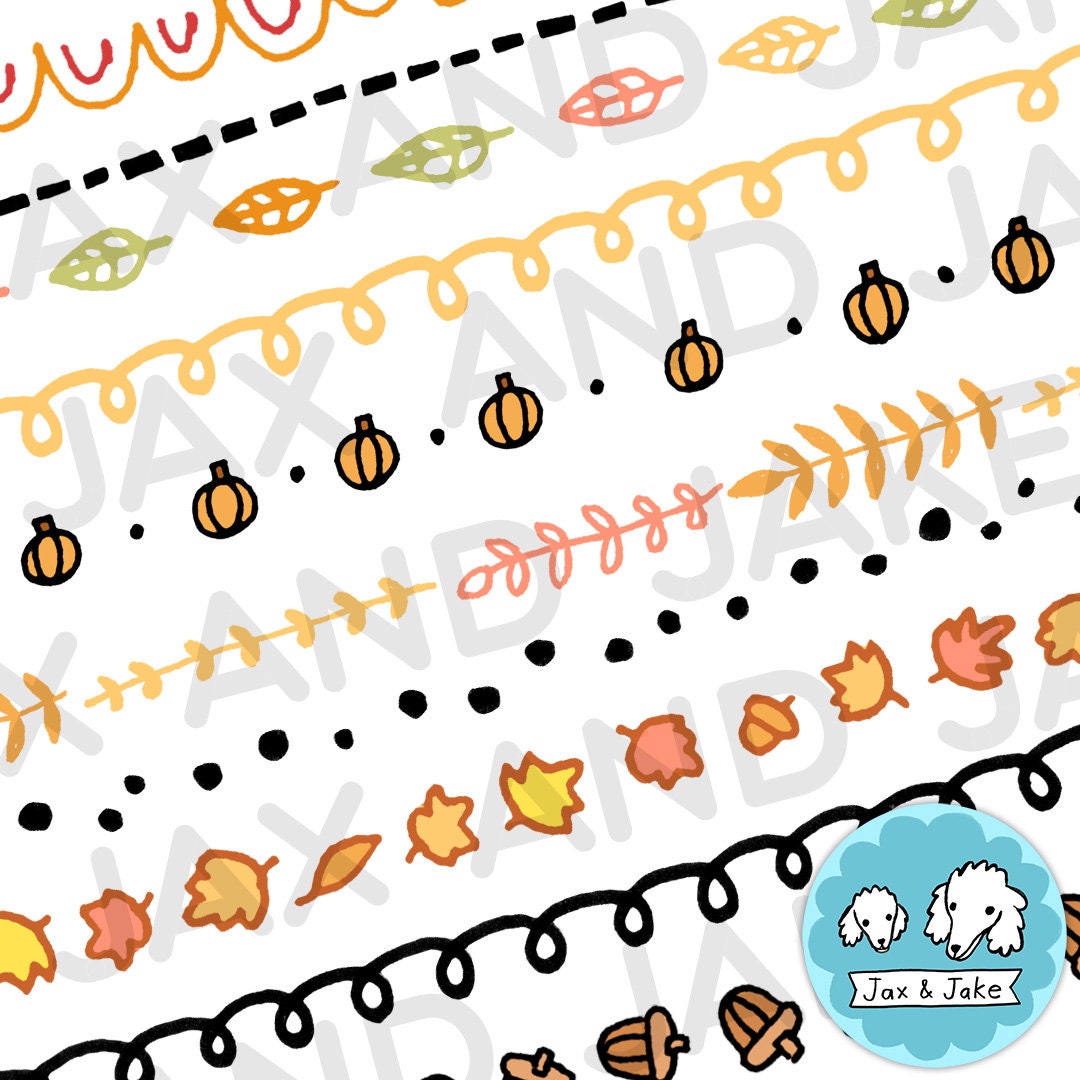 Skinny Fall Clipart Borders, Thanksgiving Clipart Frames, Pumpkin ...