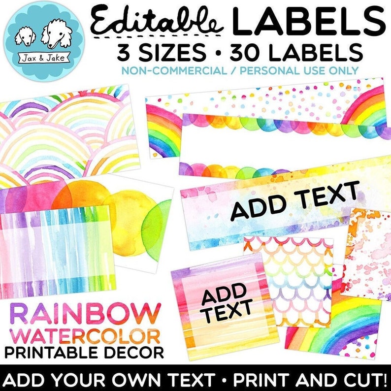 Editable Rainbow Watercolor Student Name Plates, Drawer Labels, Teacher ...