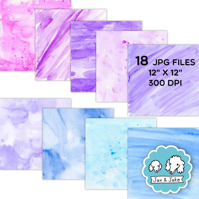 Blue Green Purple Pink Watercolor Texture Digital Papers - Etsy