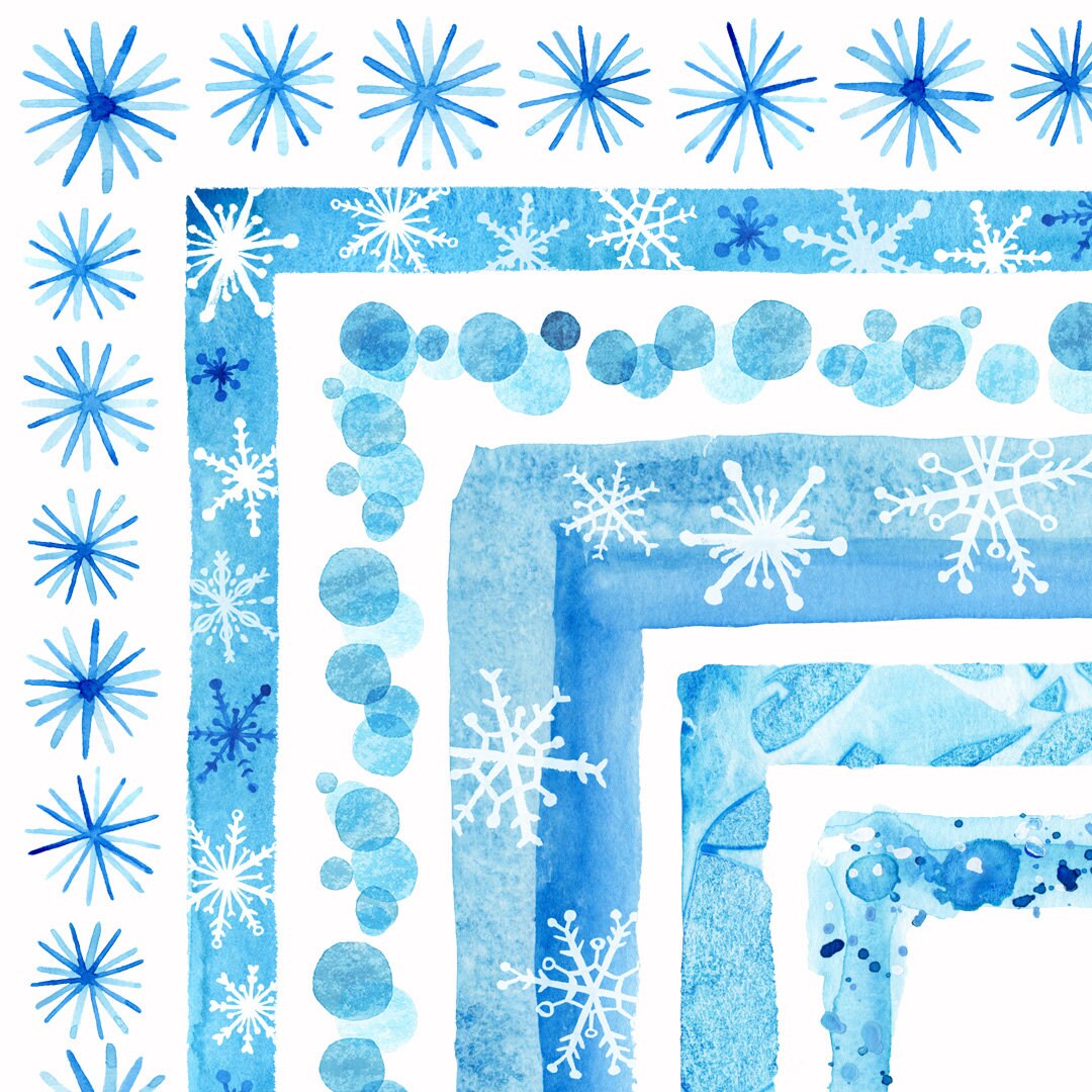 Watercolor Winter Clipart Borders, Christmas Clip Art for Holiday Cards ...