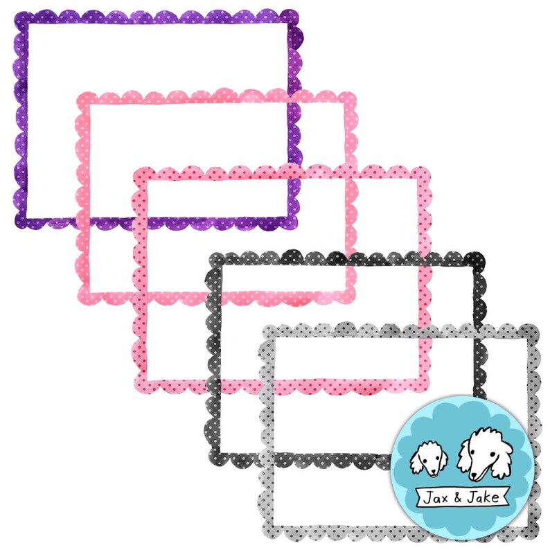 Watercolor Polka Dot Scallop Clipart Borders, Cute Rainbow Watercolor ...