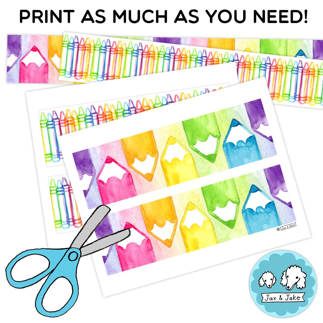 Back to School Rainbow Watercolor Bulletin Board Borders - Etsy