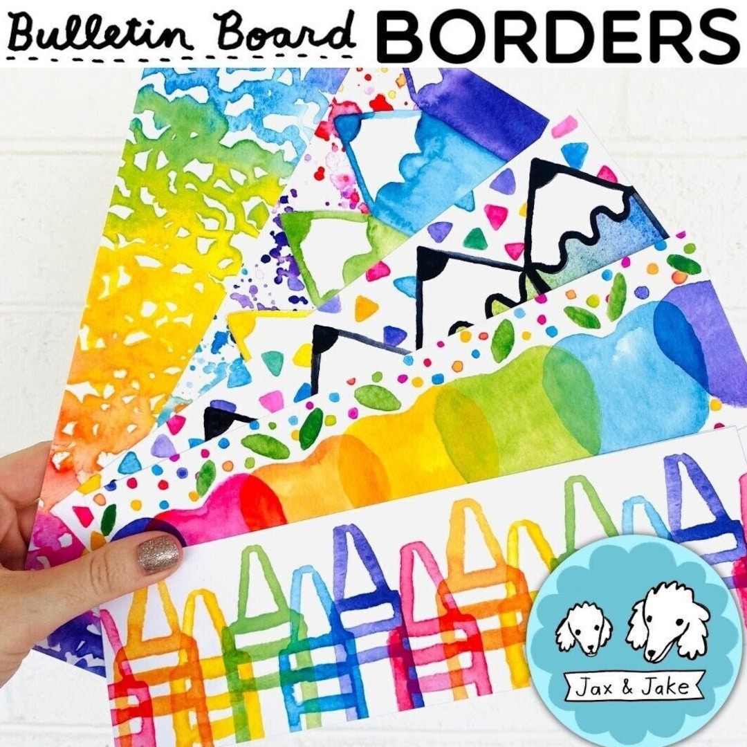 Back to School Rainbow Watercolor Bulletin Board Borders, Printable ...