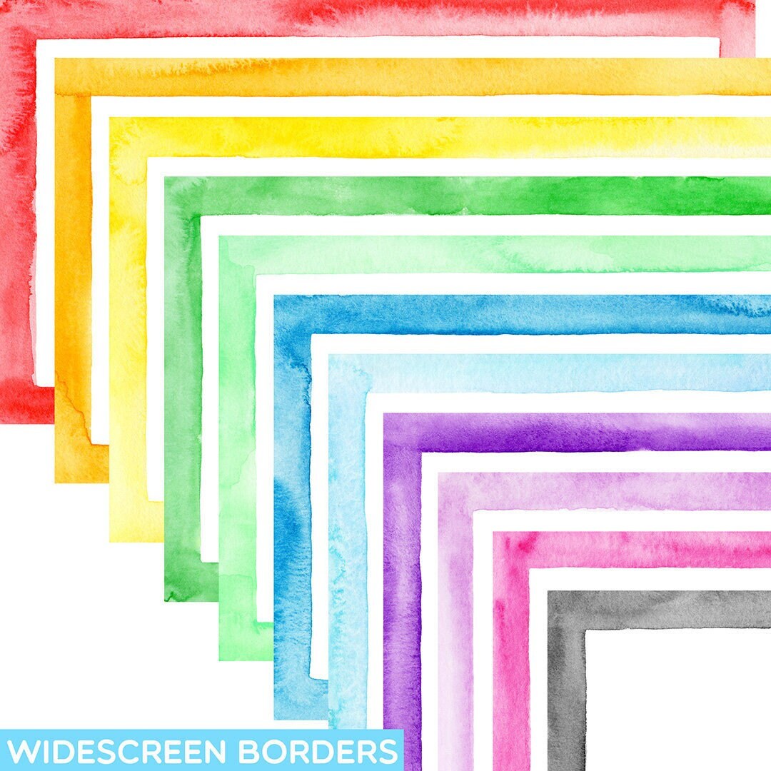 BASIC Watercolor SLIDE Border Clipart Google Slides - Etsy