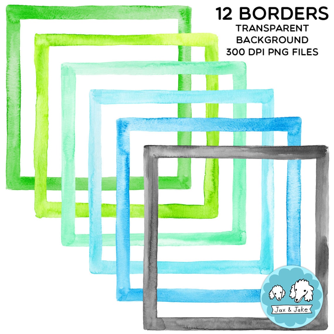 Basic SQUARE Watercolor Border Clipart Hand-painted Watercolour Clip ...