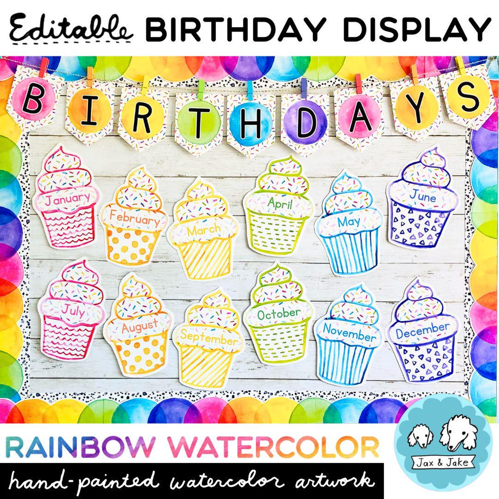 Rainbow Watercolor Classroom Decor Growing Bundle - Etsy