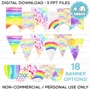 Rainbow Watercolor Editable Banners and Bulletin Board Borders BUNDLE ...