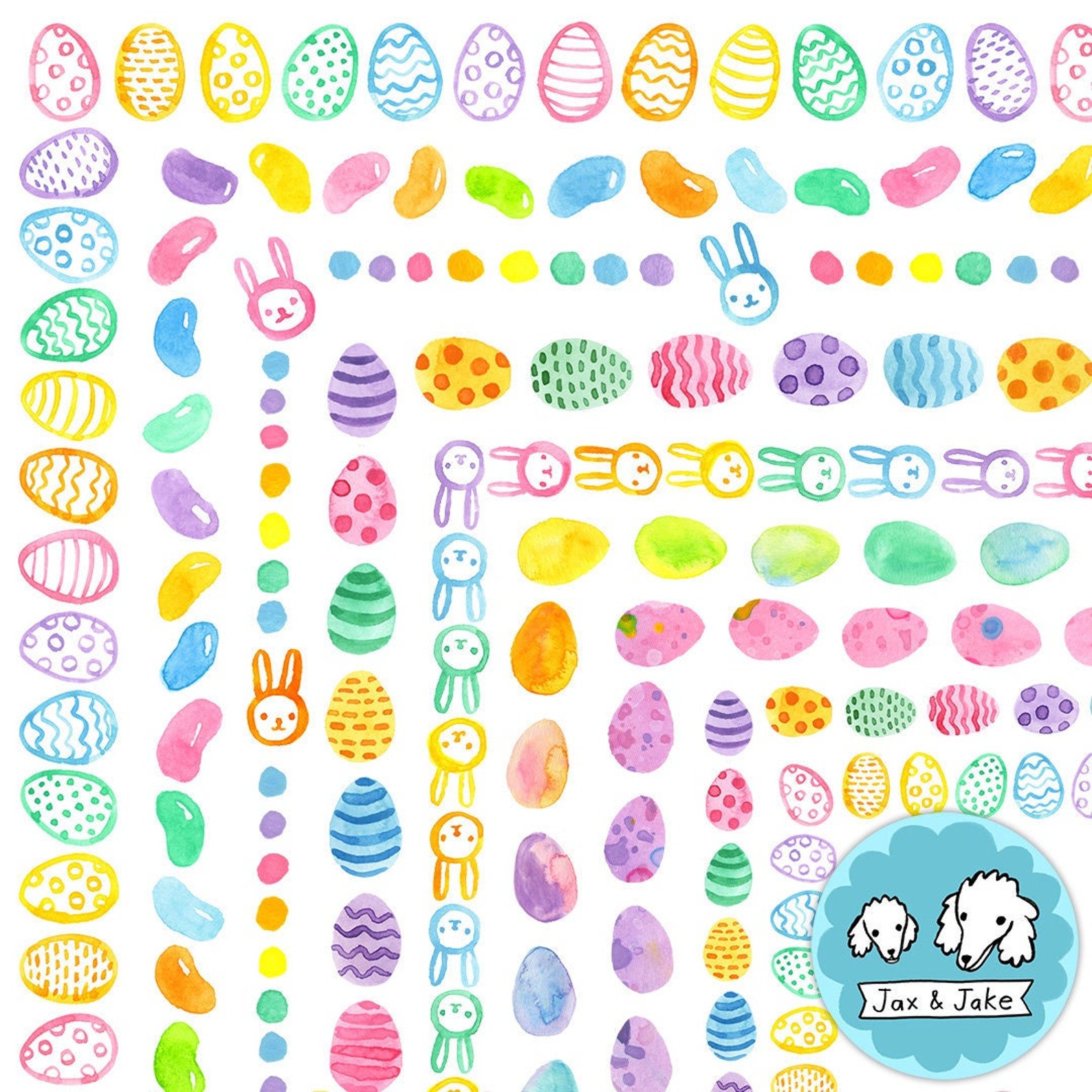 Watercolor Easter Clipart Borders, Spring Rainbow Easter Egg, Cute ...