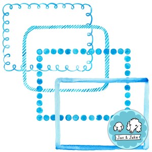 Blue Watercolor Border Clipart - Ocean, Water, Swimming, Aqua Hand ...