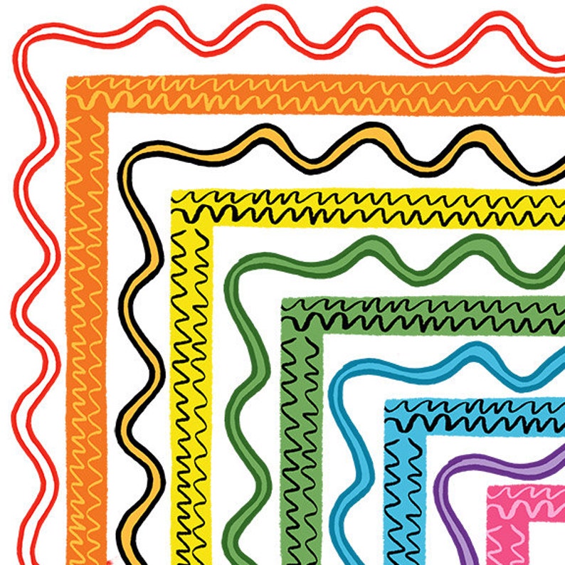 Squiggle Border Set Colorful Doodle Scribble Clipart Borders - Etsy Denmark