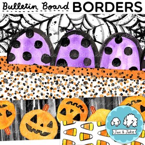 Watercolor Halloween Bulletin Board Borders, Printable Fall Classroom ...
