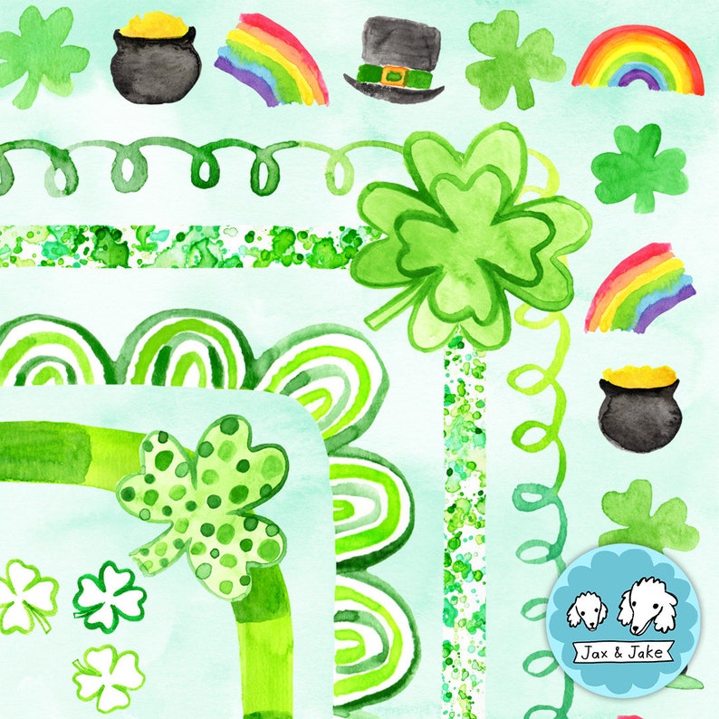 St Patricks Day Clip Art Borders, Watercolor Saint Patricks Day Clipart ...