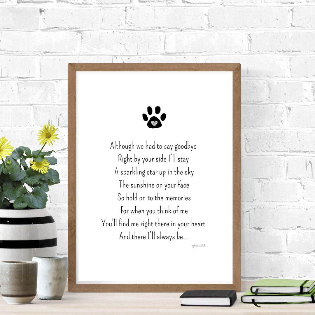 Pet Loss Poem A4 Print Bereavement Poem Pet Memorial Poetry Remembrance ...