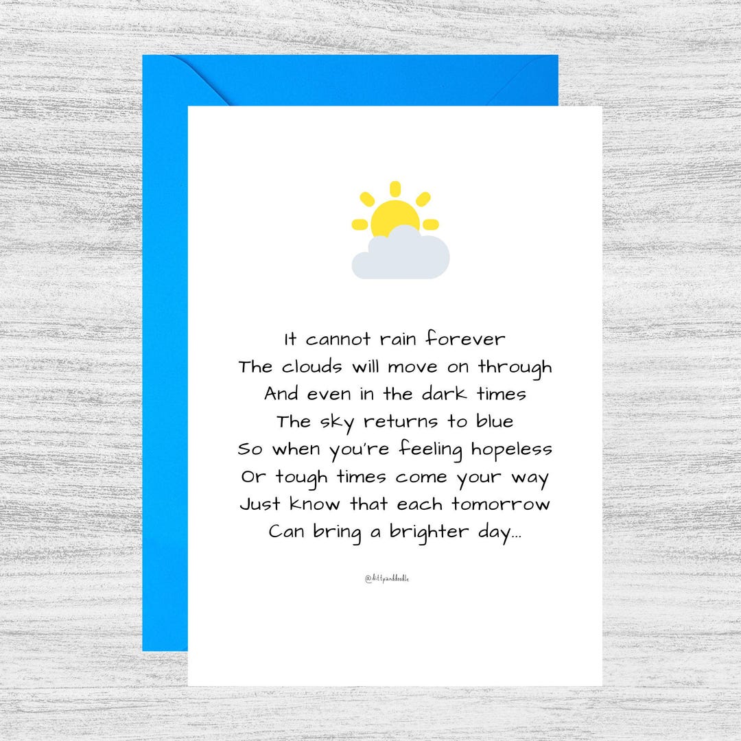 Brighter Days Poem Friendship Card, Kindness Card - Etsy