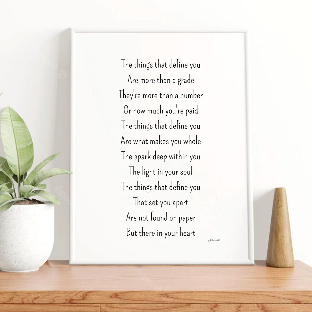 The Things That Define You Poem Print Inspirational Wall Art - Etsy