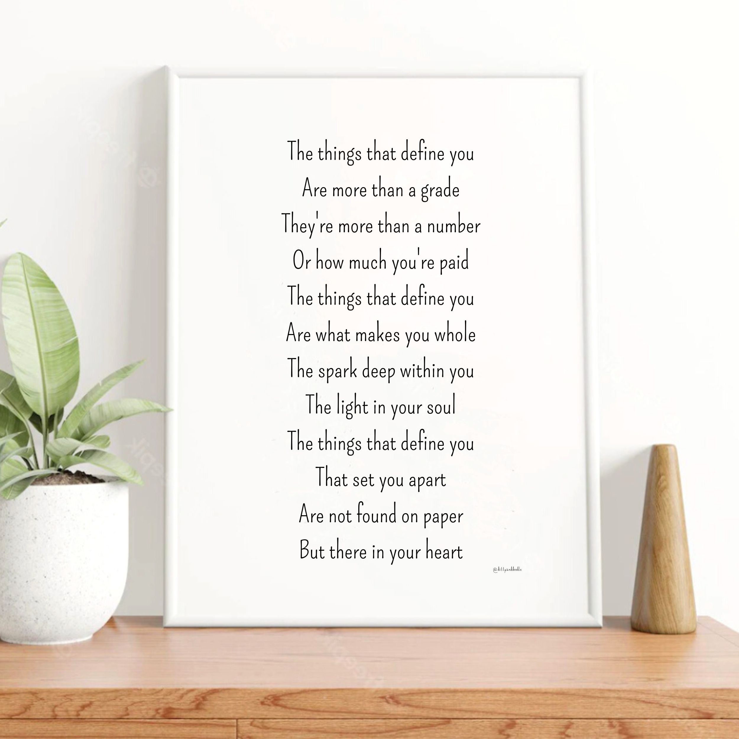 The Things That Define You Poem Print Inspirational Wall Art - Etsy