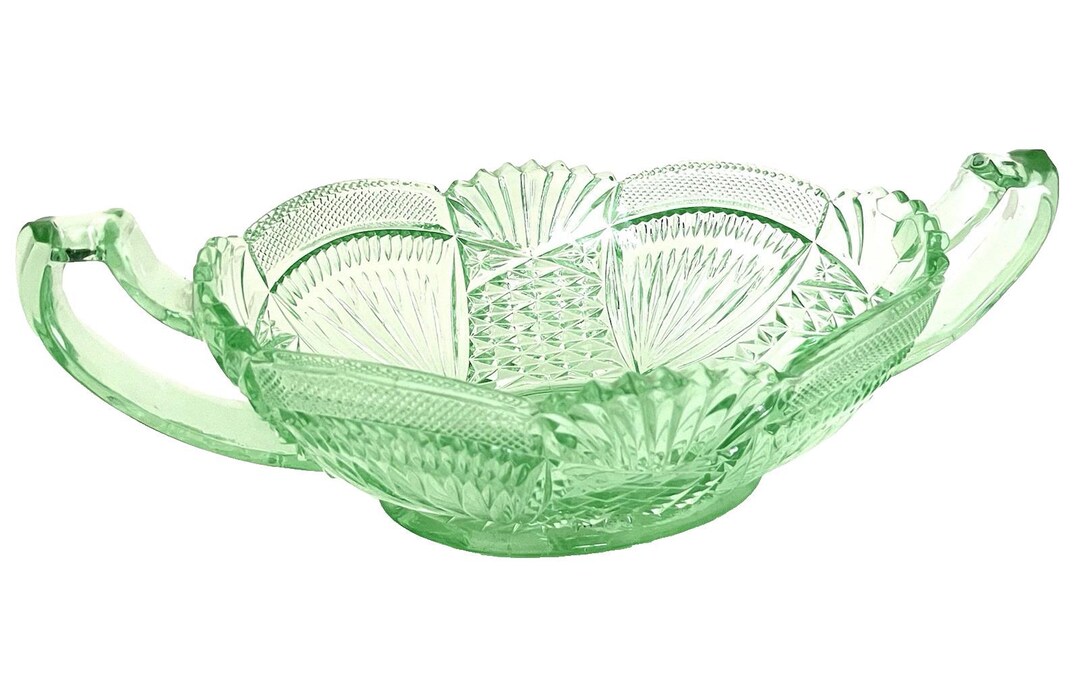 Crown Crystal Uranium Glass Green Cut Crystal Glass C1930 - Etsy