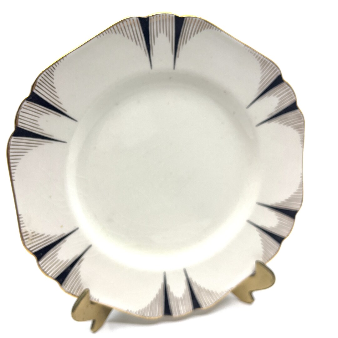Art Deco Side Plate: Britannia Pottery Scotch Ivory Princess, Black ...