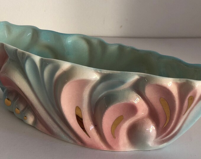 Vintage Vase Pates Pottery Lustreware Boat Vase 502 P. P. Pty Ltd ...