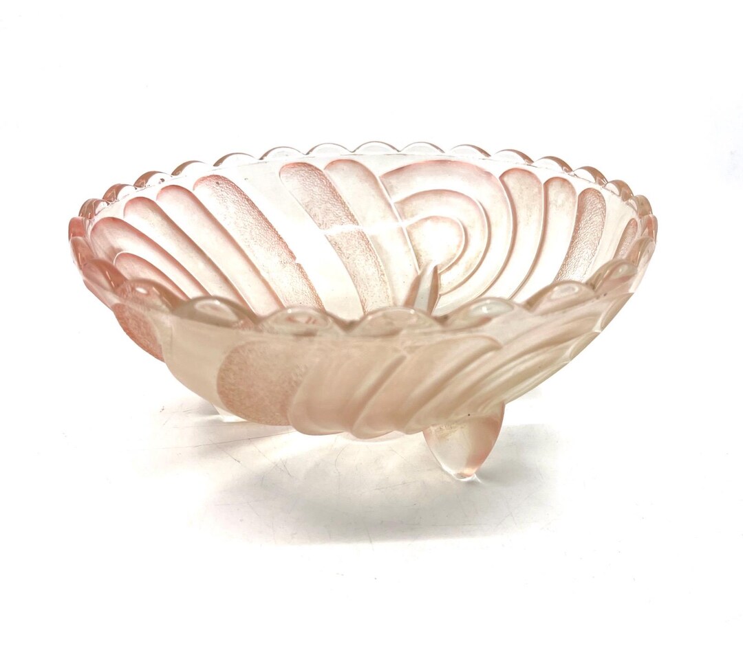 Art Deco Bowl Pink Glass Bowl Trifle Jelly Bowl - Etsy