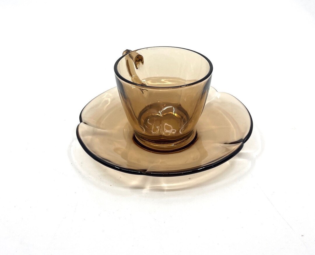 Duralex France 1970s Vintage Smokey Brown Glass Coffee Cup and Saucer ...