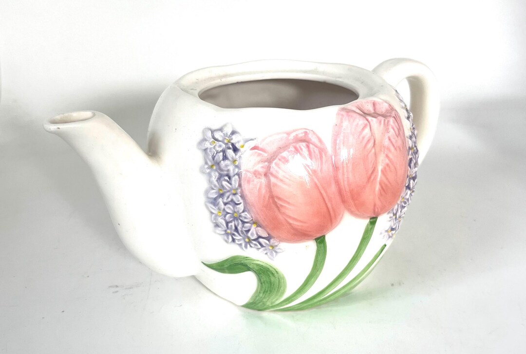 Mary Ann Baker Majolica Teapot: Tulips & Hyacinths, Japanese Otagiri ...