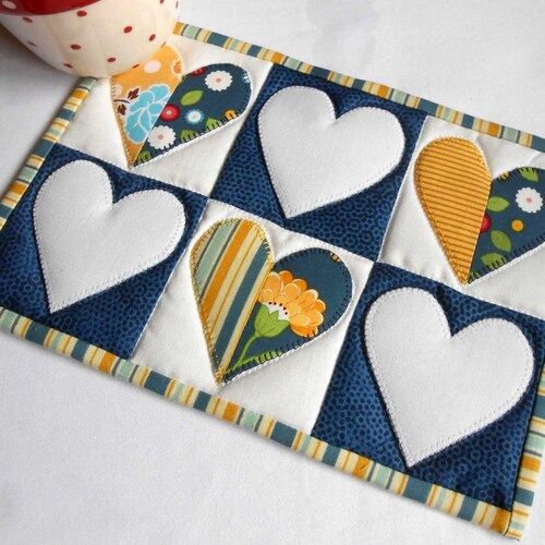 Be My Valentine Heart Mug Rug PDF Pattern - Etsy