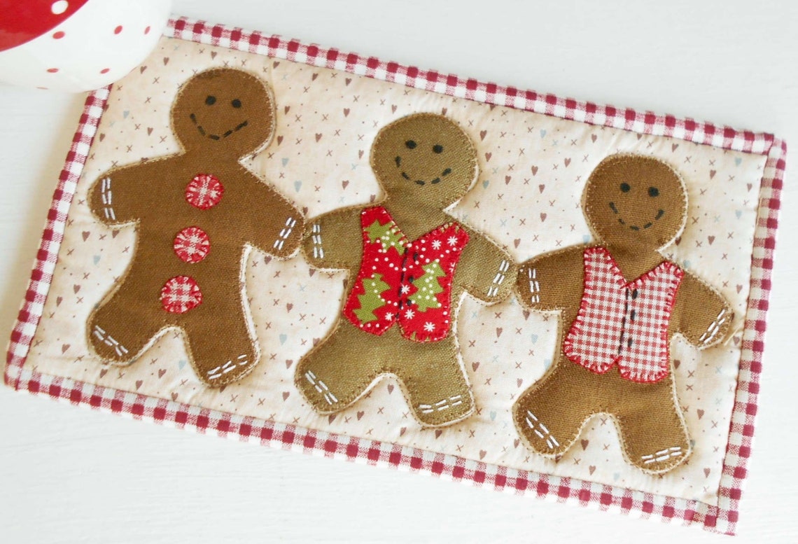 Gingerbread Cup Mug Rug Pattern | Etsy