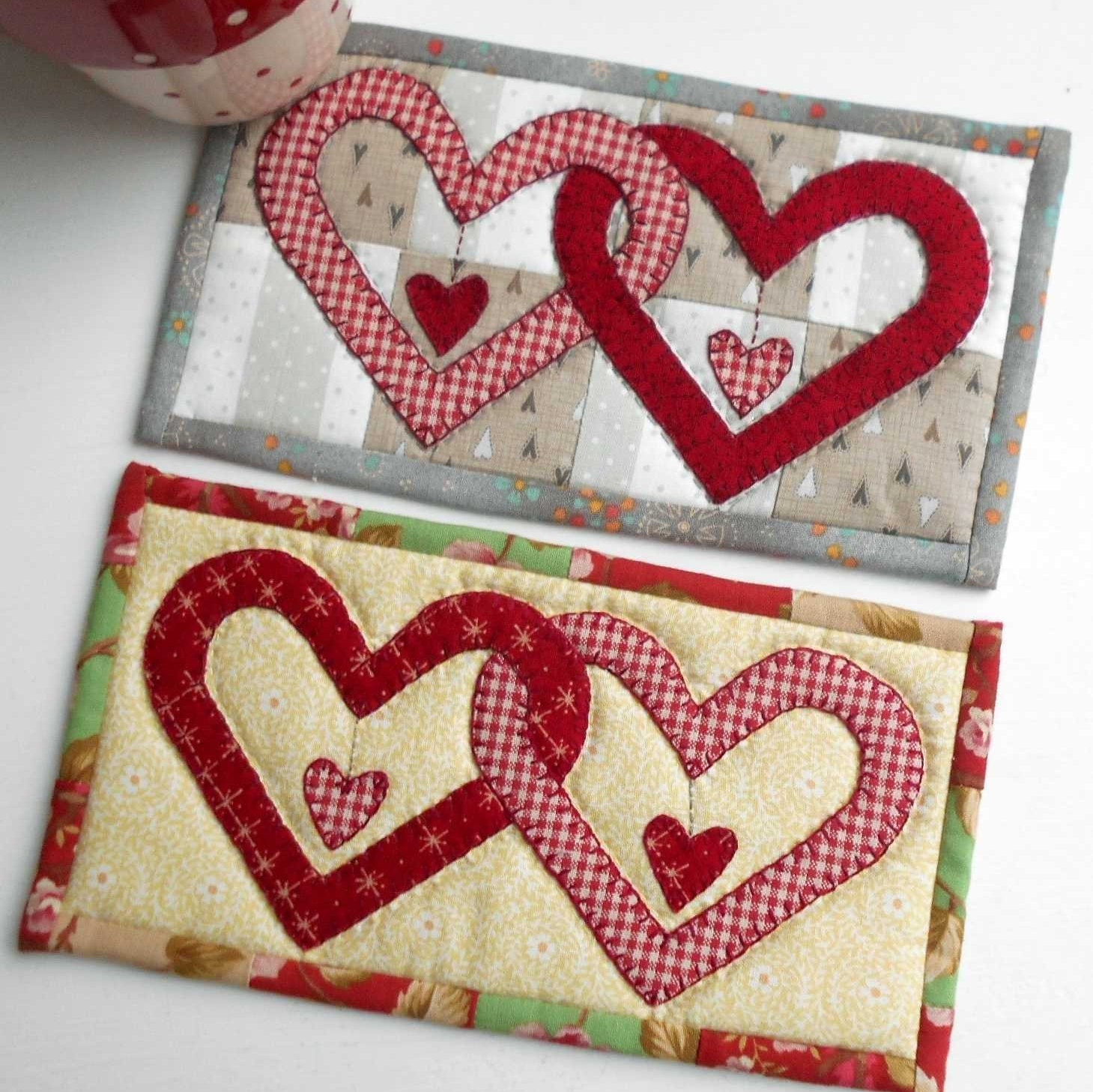 Valentine Hearts Mug Rug Pattern | Etsy UK