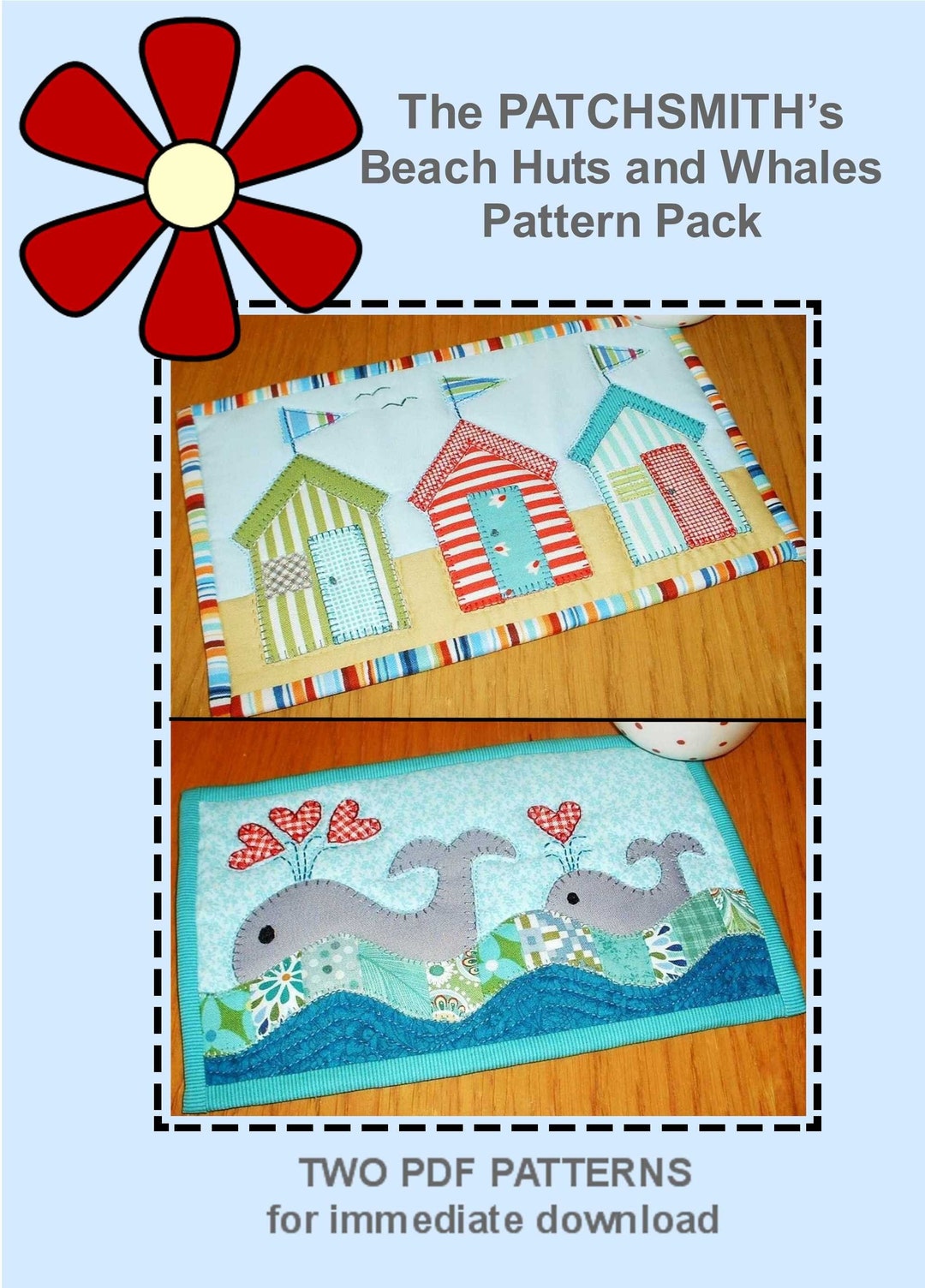 Beach Huts and Whales Pattern Pack - Two Mug Rug Patterns From the ...