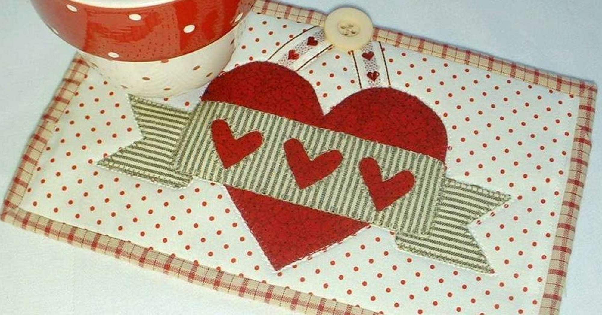 Heart Banner Mug Rug Pattern - Etsy