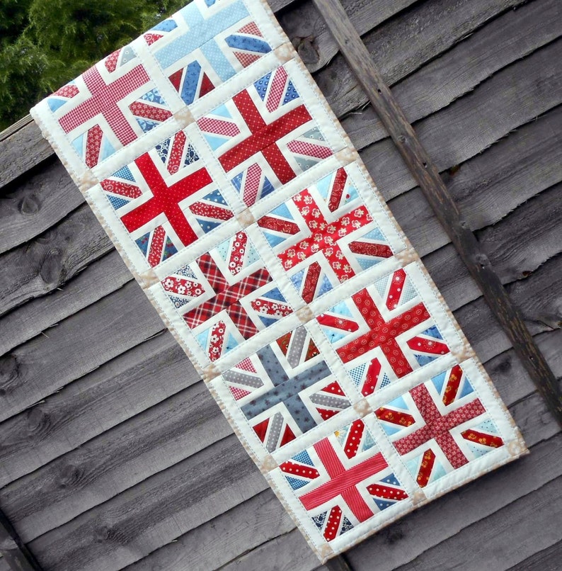 Union Jack Patchwork Block and Table Runner Pattern - Etsy