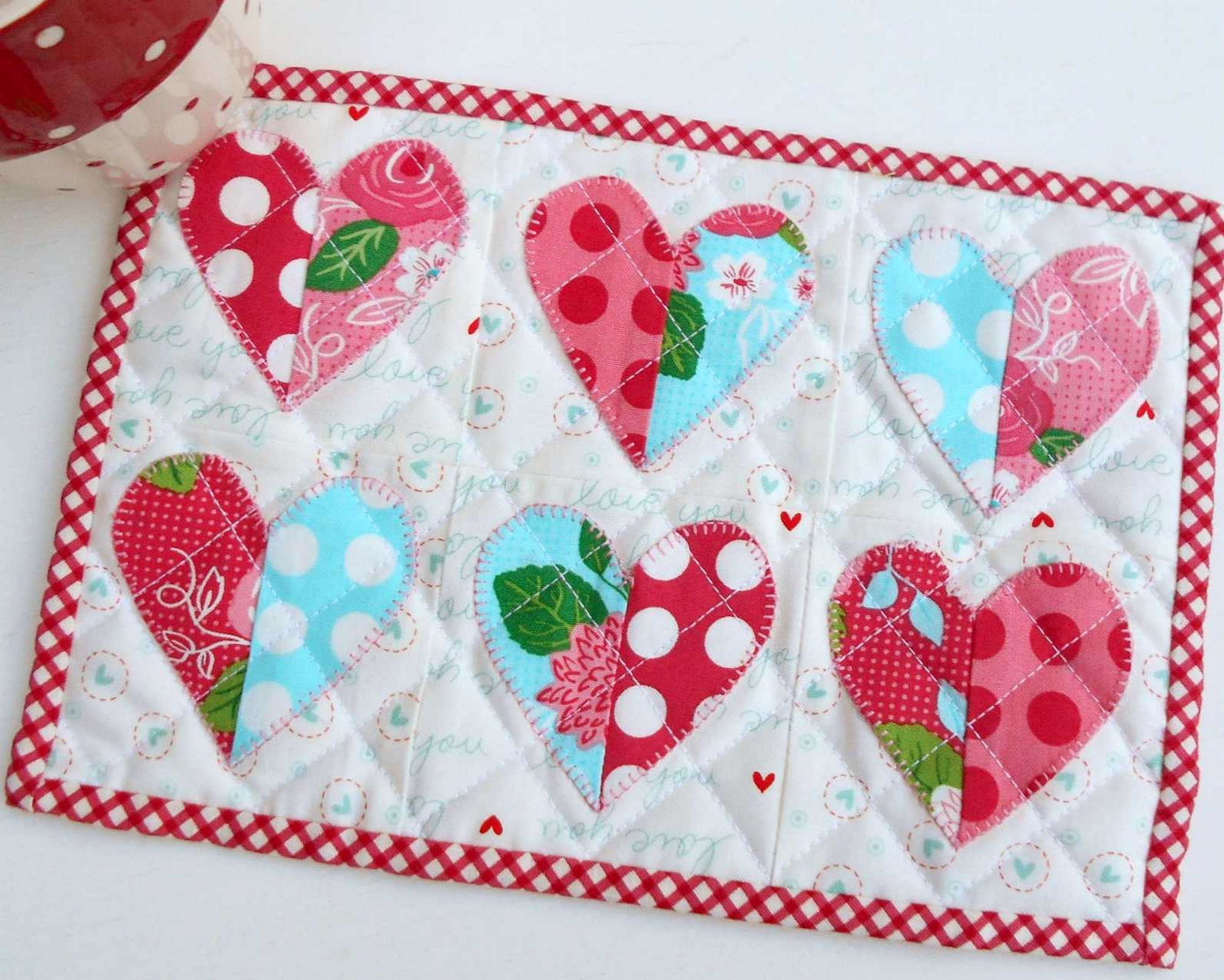 Half Hearted Mug Rug Pattern - Etsy Australia