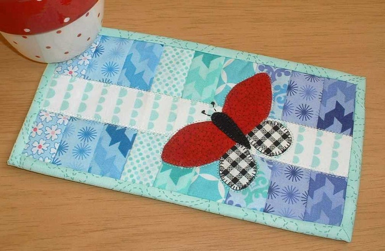 Butterfly Patch Mug Rug Pattern and 6" Quilt Block - Etsy