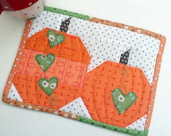 PDF Sewing Pattern, Pumpkin Mug Rug, Coaster, Beverage Coaster, Drink ...